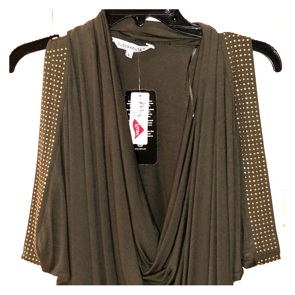 Tops | Green Evening Top Wgold Embellishing On Sleeves | Poshmark